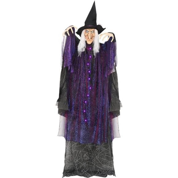 Holiday | 6ft Hanging Animated Witch With Red Led Glowing Eyes Voice ...